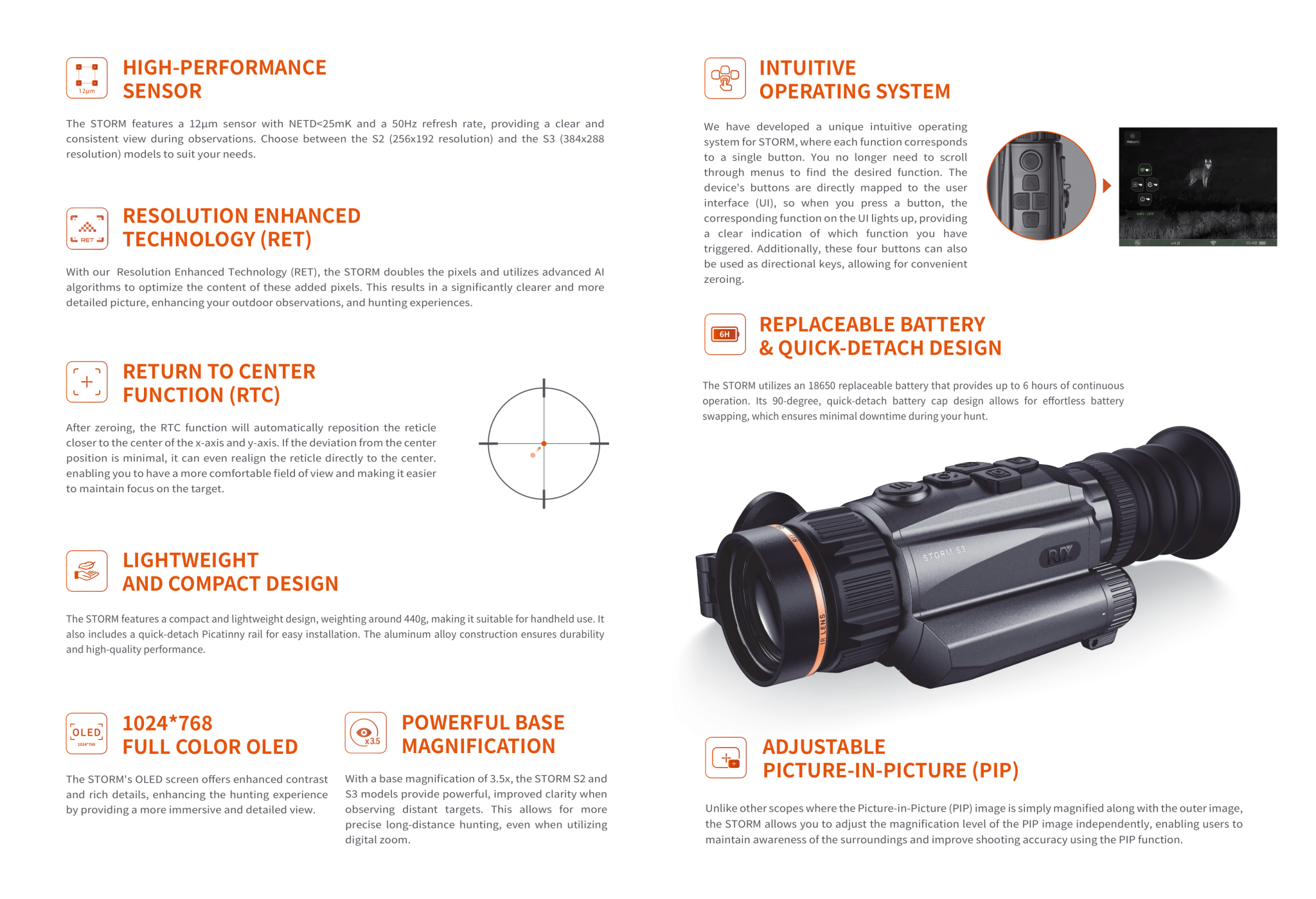 RIX Storm S3 Thermal Riflescope (Free 10hr Battery Pack – $150 Value!)