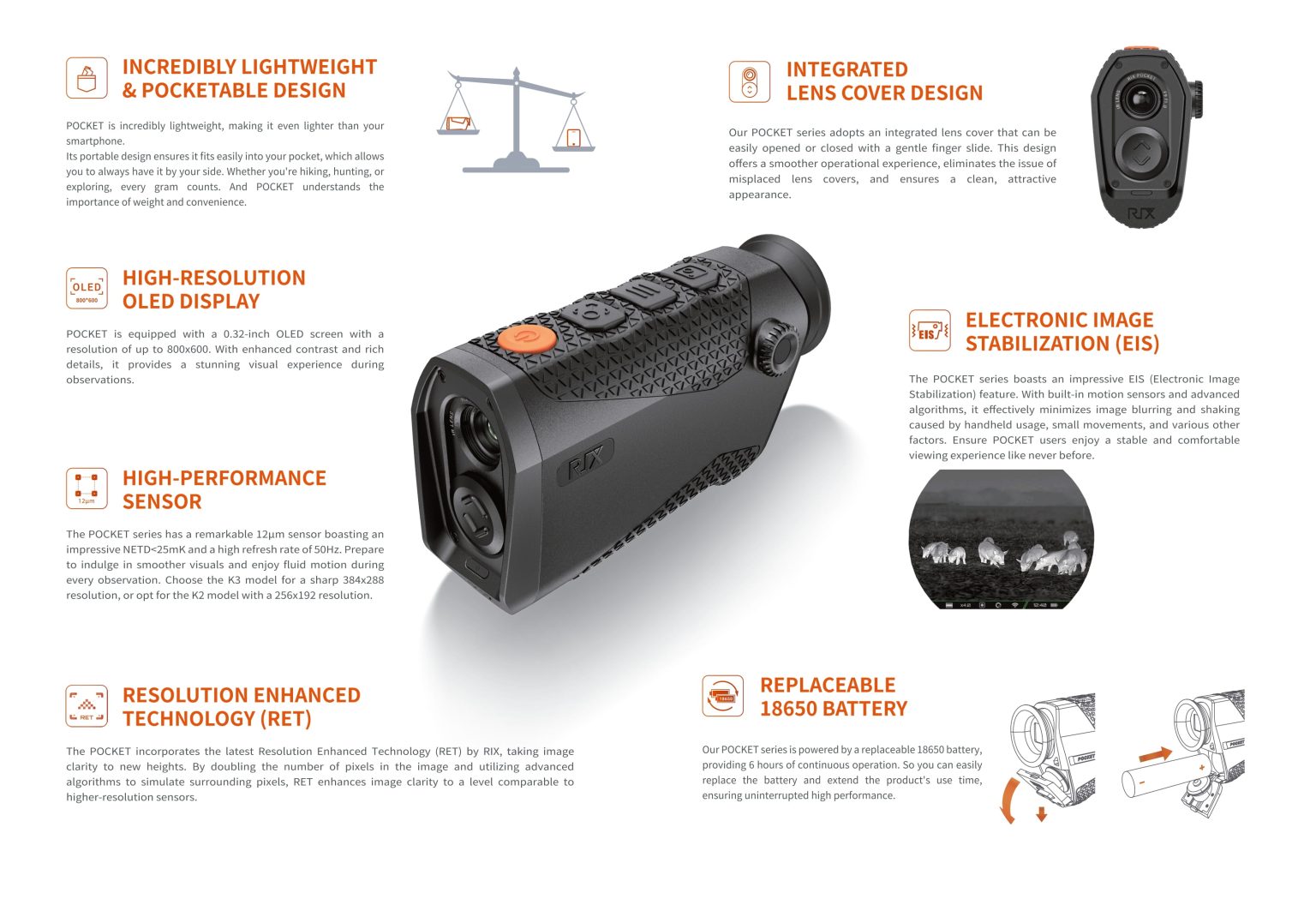 Rix Pocket K3 Thermal Imaging Monocular (Free Braided Lanyard ...