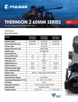 Pulsar Thermion 2 LRF XL60 Thermal Riflescope + FREE TRIPOD